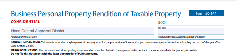 Business Personal Property Rendition Due Before April 15th (Click Here ...